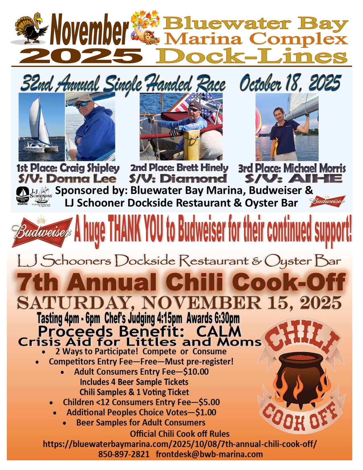 November 2025 Newsletter & Calendar – Bluewater Bay Marina Complex